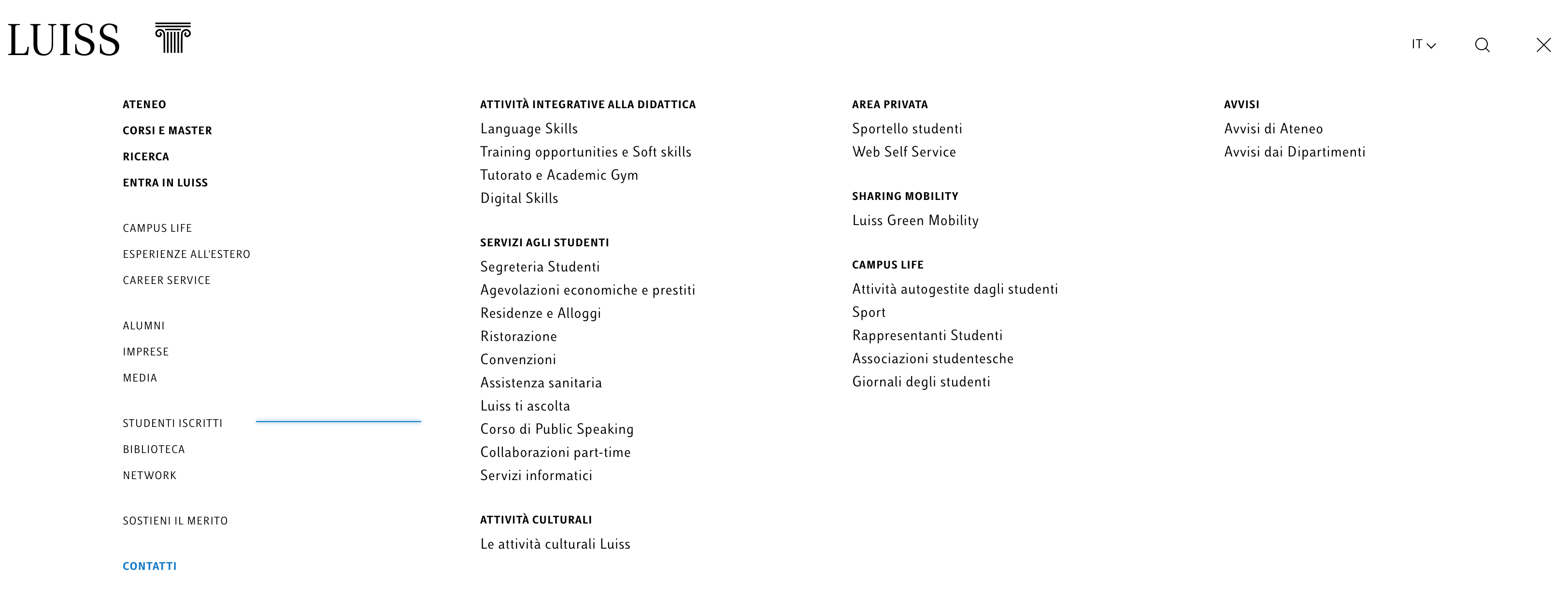 Guide to navigating the Luiss website | Luiss