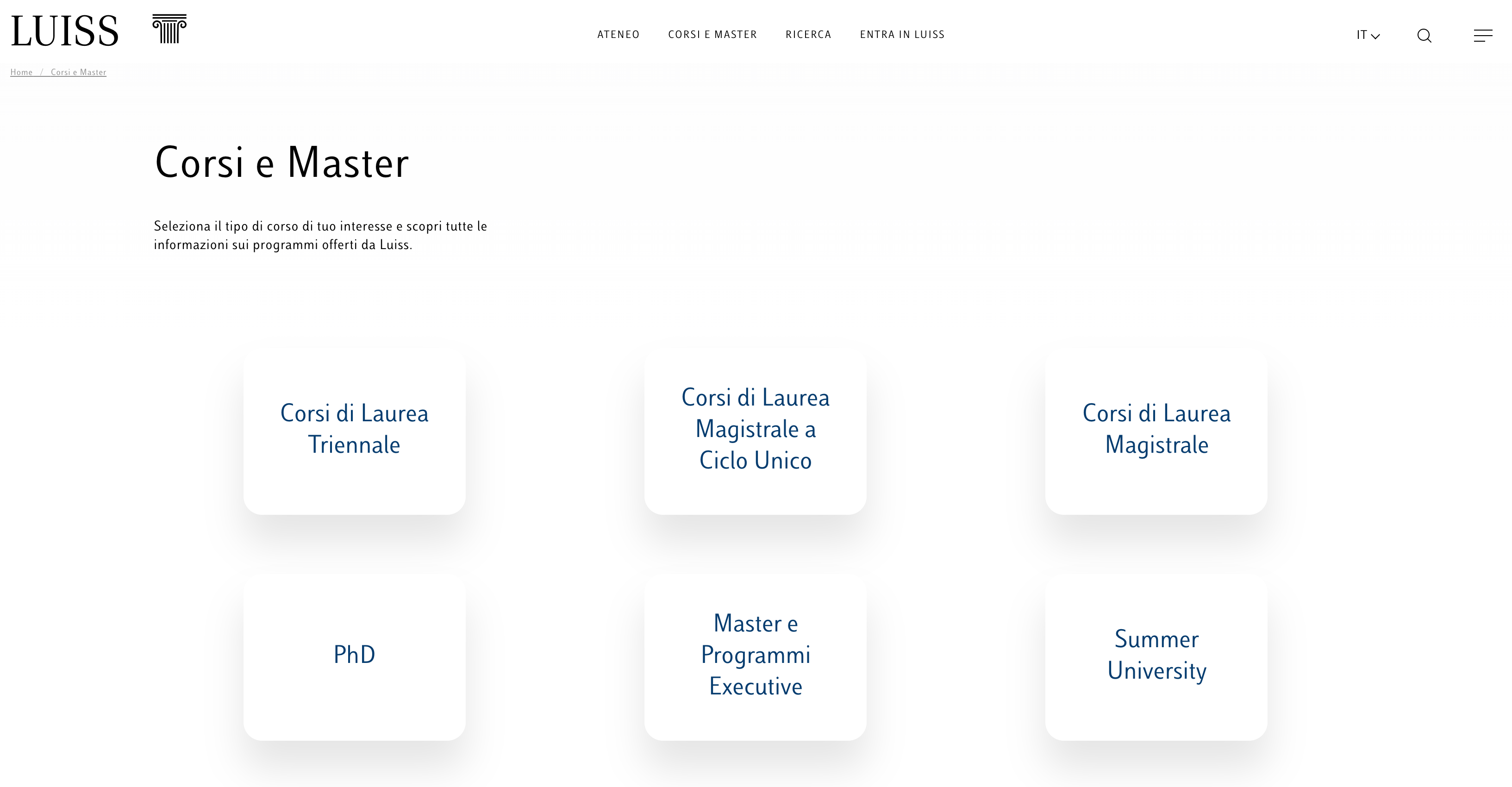Guide to navigating the Luiss website | Luiss